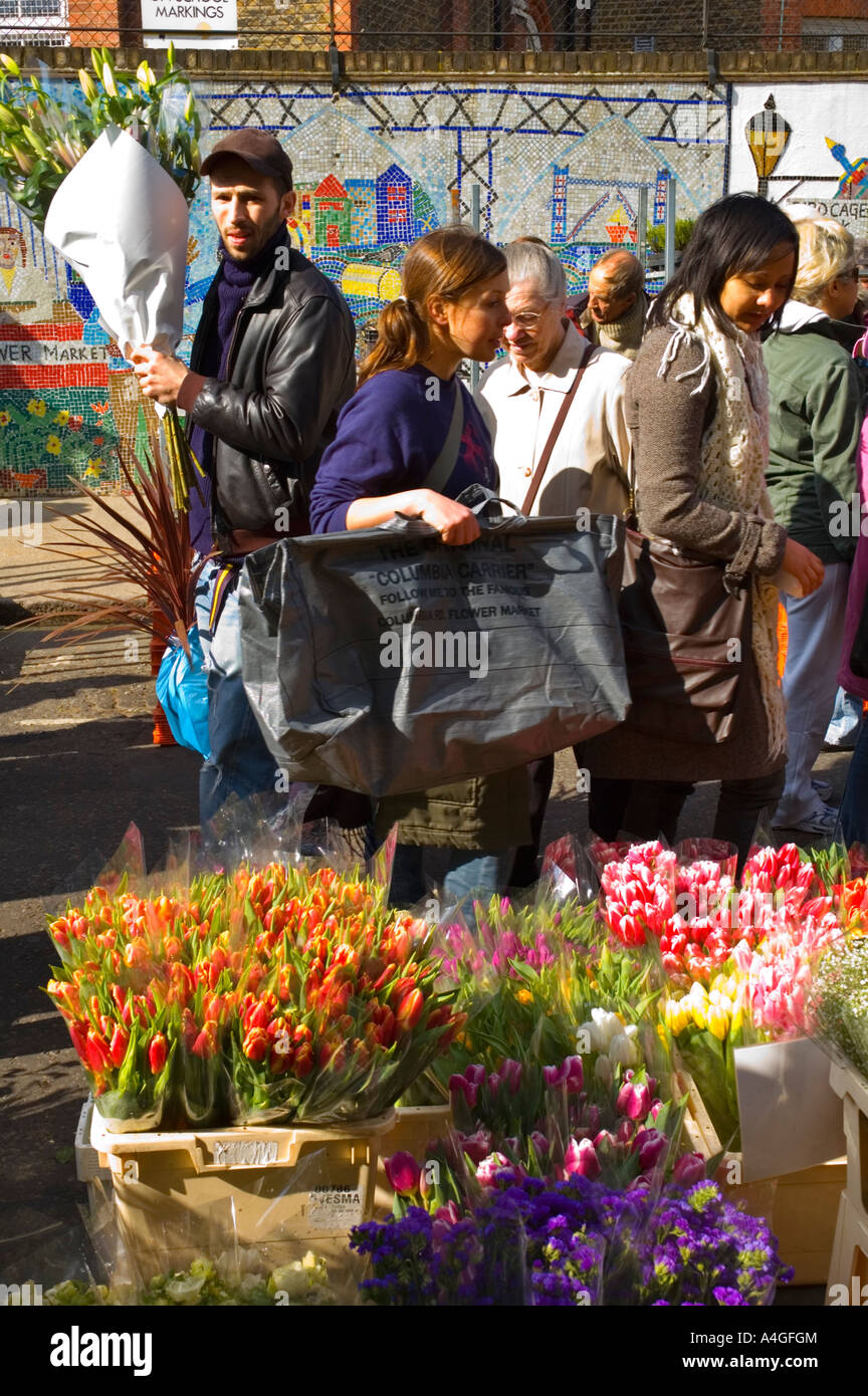 Columbia Road flower market in Shoreditch East End of London England UK ...