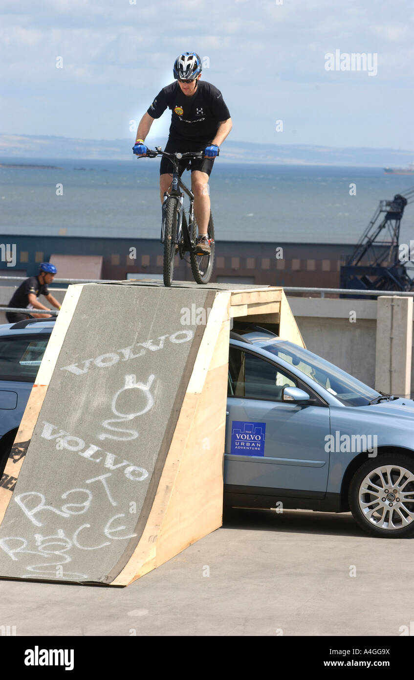 Competitors tackle mountain bike trials during the Rat Race Urban ...