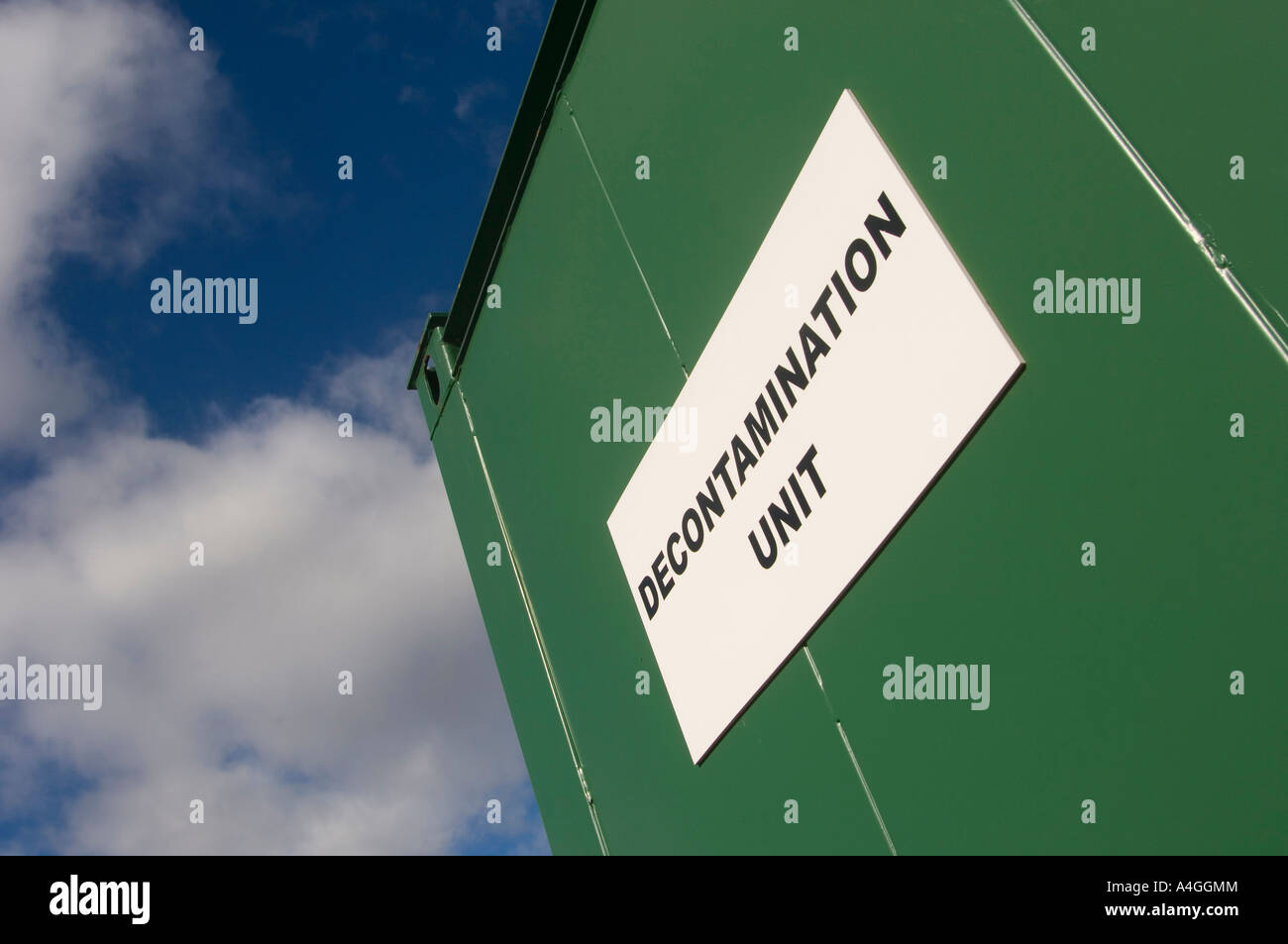 Decontamination sign brown field site Stock Photo - Alamy