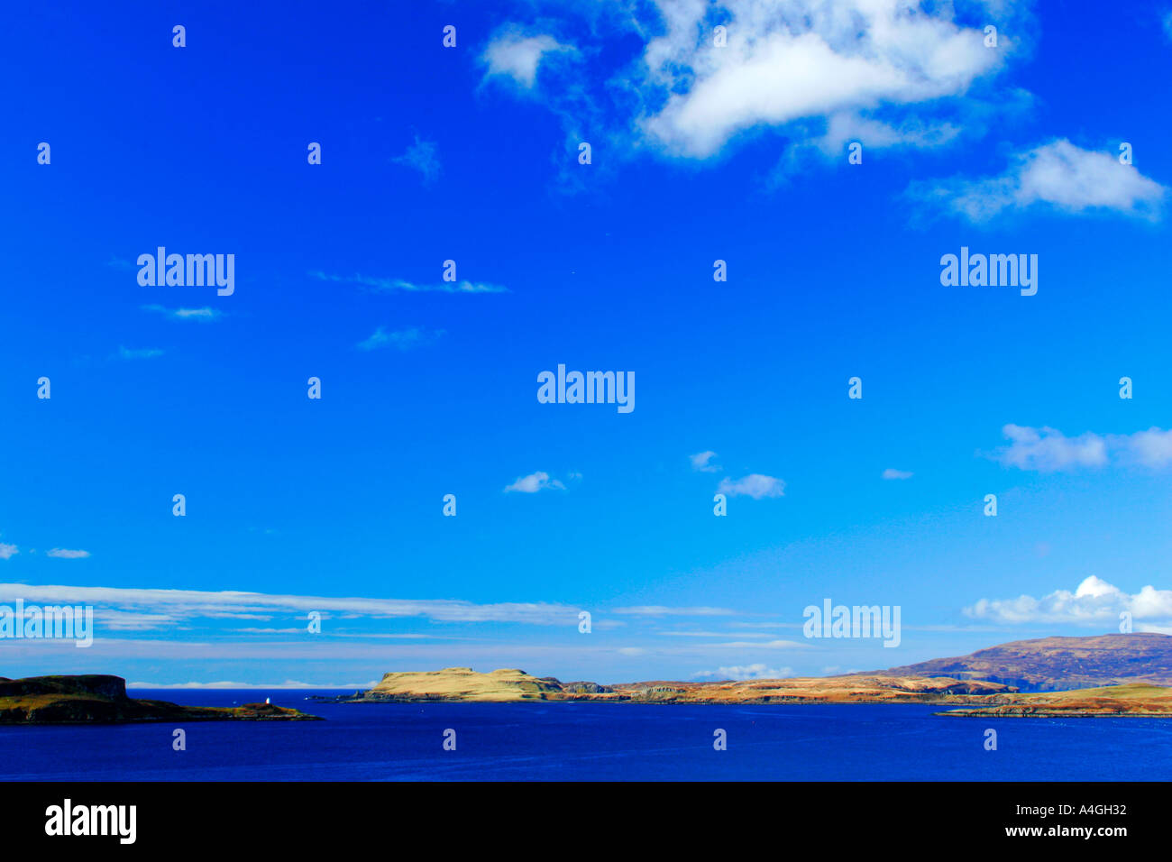 Scotland The Isle of Skye Loch Harport The deep hues of a blue sky ...