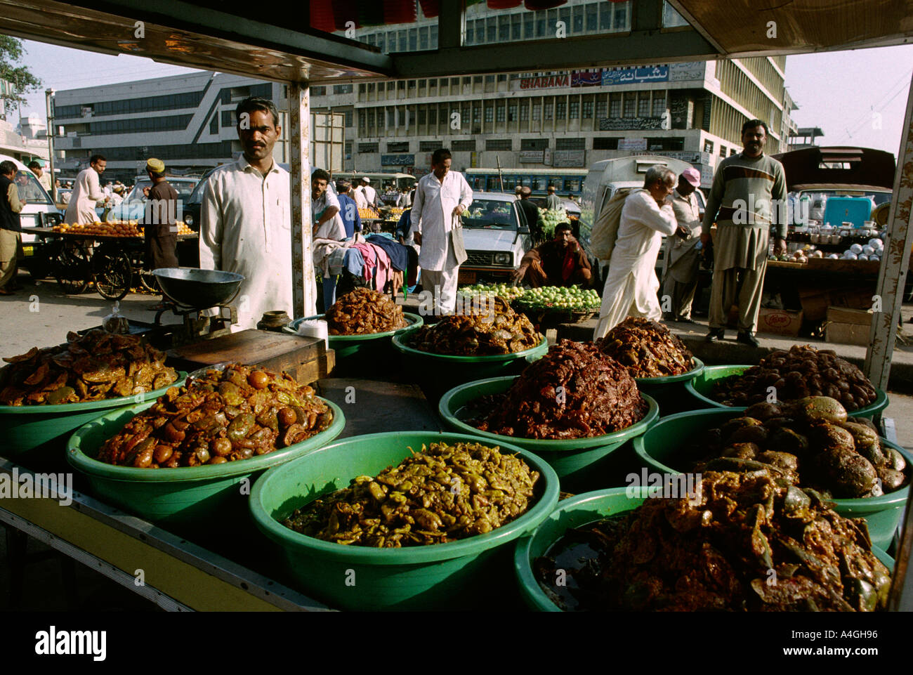 Pakistan Sind Karachi Saddar Empress Market pickles on sale Stock Photo ...