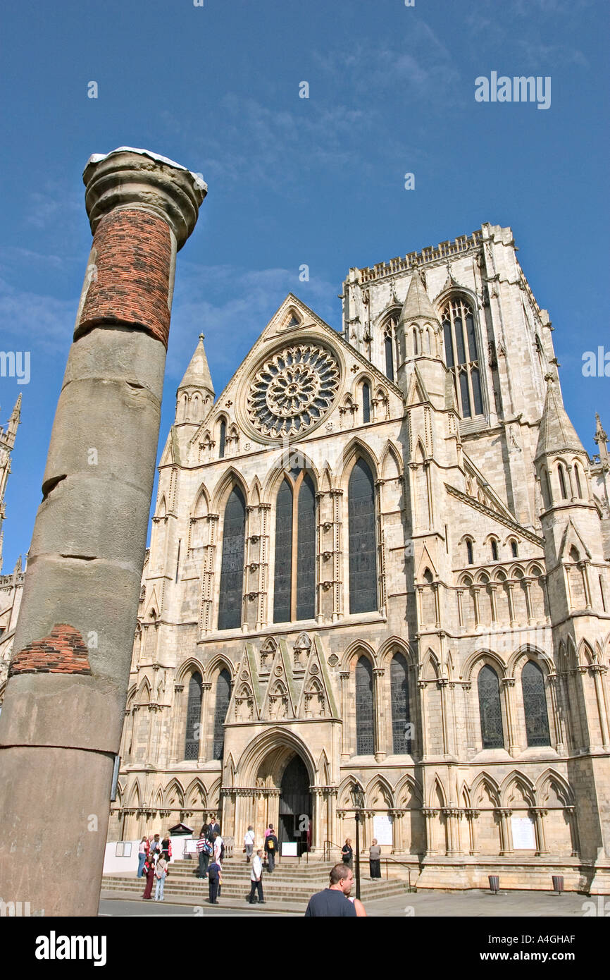 York Minster England UK Roman column and South Transept Stock Photo - Alamy