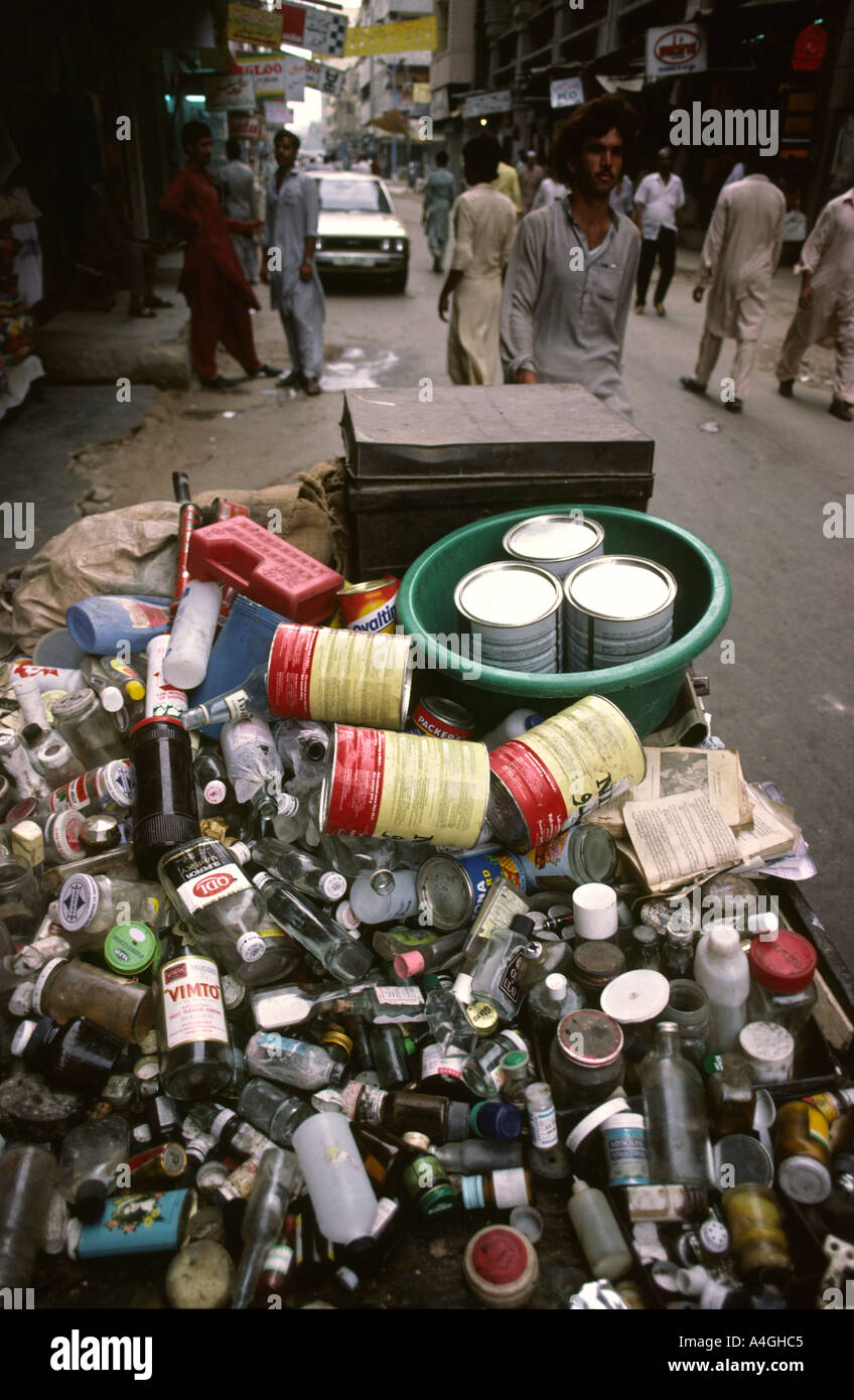 Pakistan Sind Karachi Saddar cart with reclaimed bottles Stock Photo ...