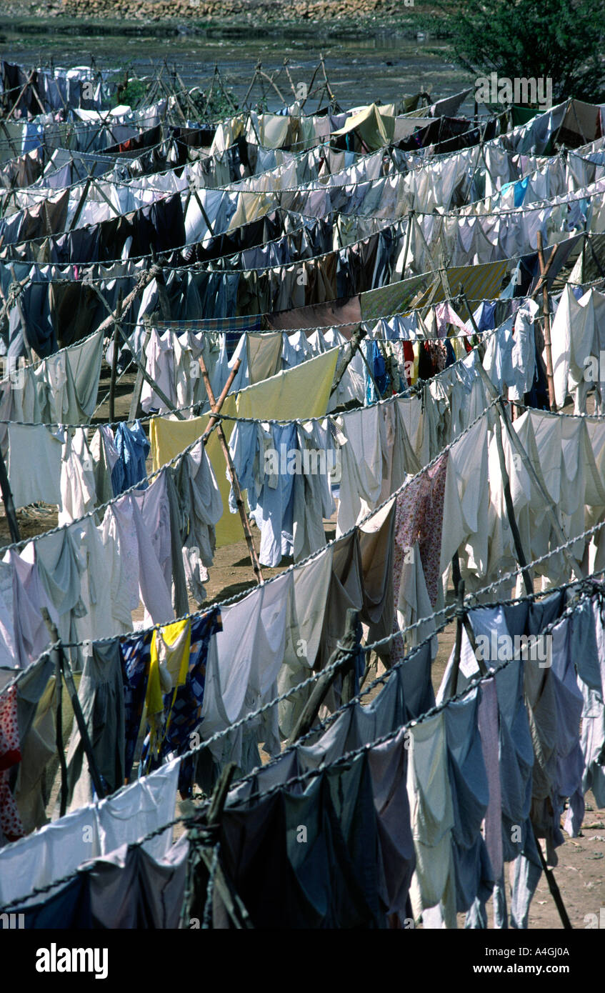 Pakistan Sind Karachi washing drying at Dhobi Ghat laundry area Stock ...