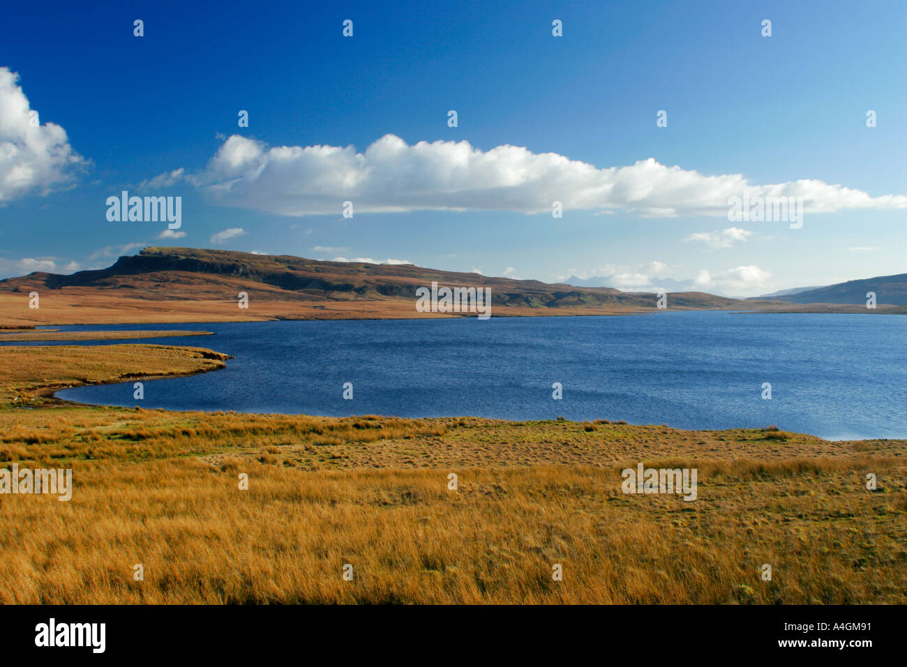 Scotland The Isle of Skye Loch Leathan Soft afternoon light illuminates ...