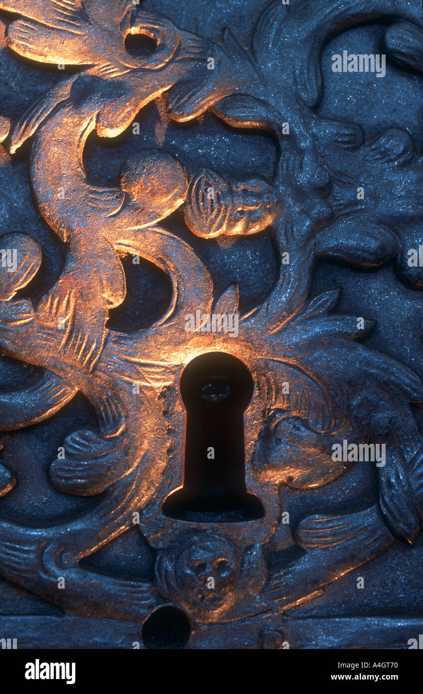 Keyhole in Antique Door Lock Stock Photo - Alamy