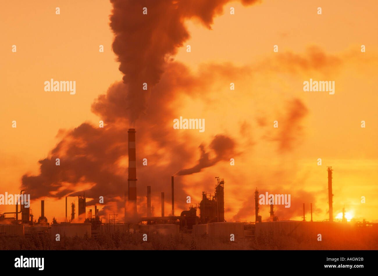 Oil Refinery at Sunset Stock Photo - Alamy
