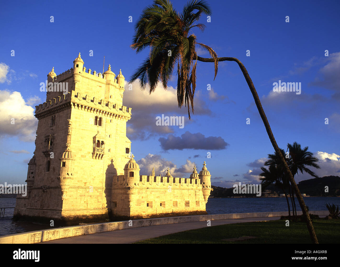 Belem Tower Torre de Belem Evening view Lisbon Portugal Stock Photo - Alamy