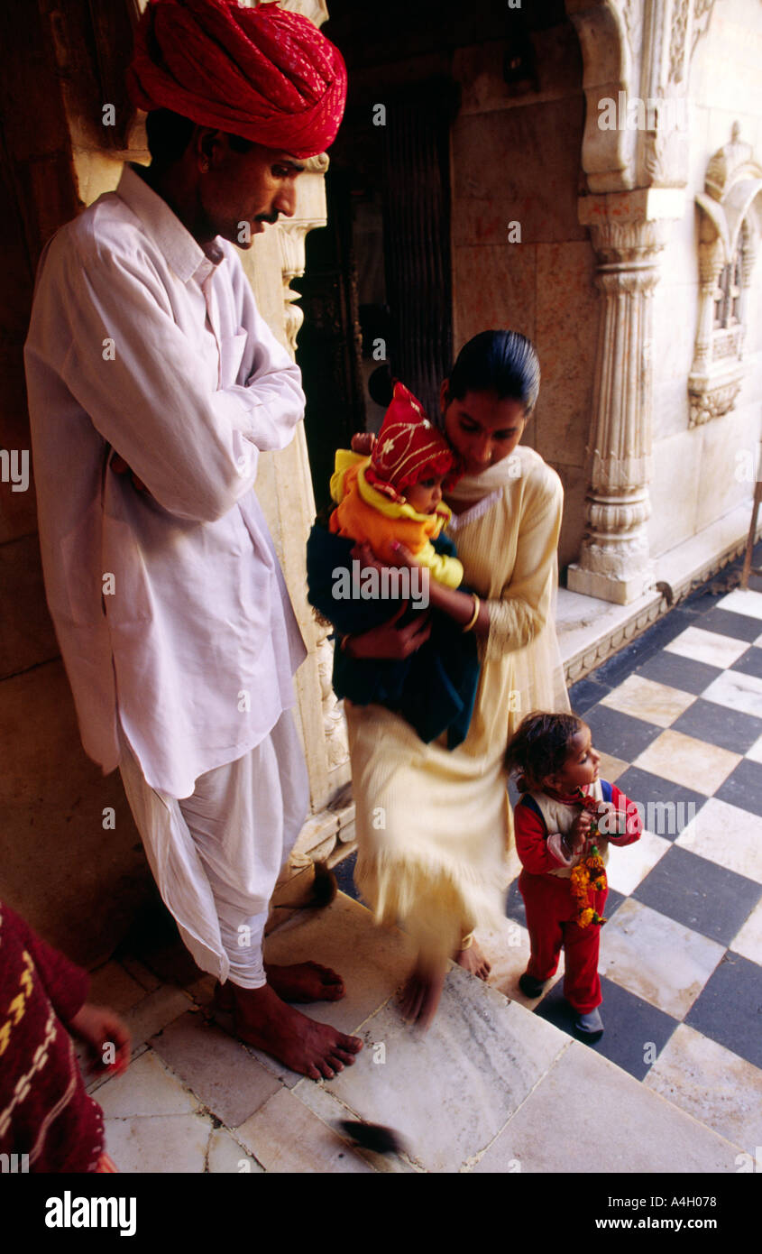 Indian family mother father and child inside a temple India Asia Stock ...