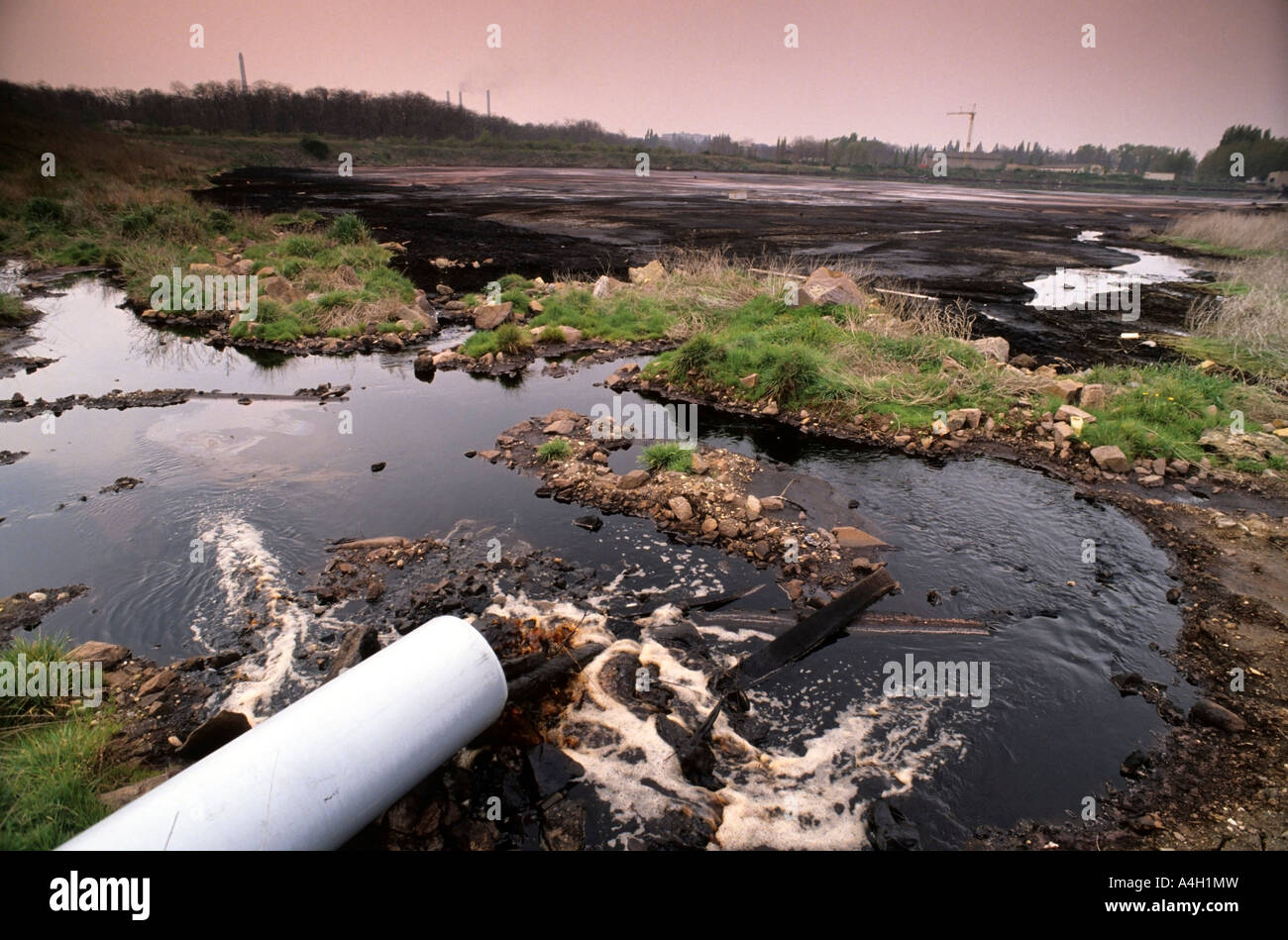 Wastewater lake of the film plant Wolfen, Bitterfeld, GDR Stock Photo ...