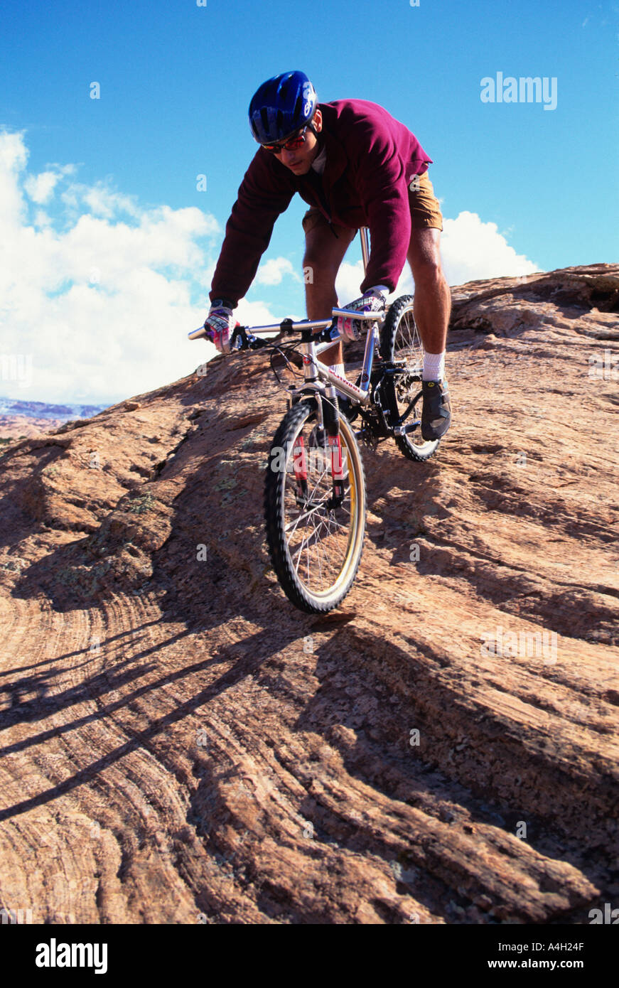 Mountain Biking on Slickrock Trail Moab Utah USA SPORTS Stock Photo - Alamy