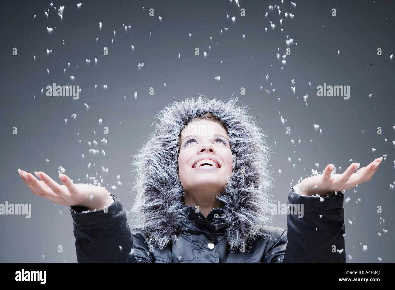 Catching snowflakes with hands hi-res stock photography and images - Alamy