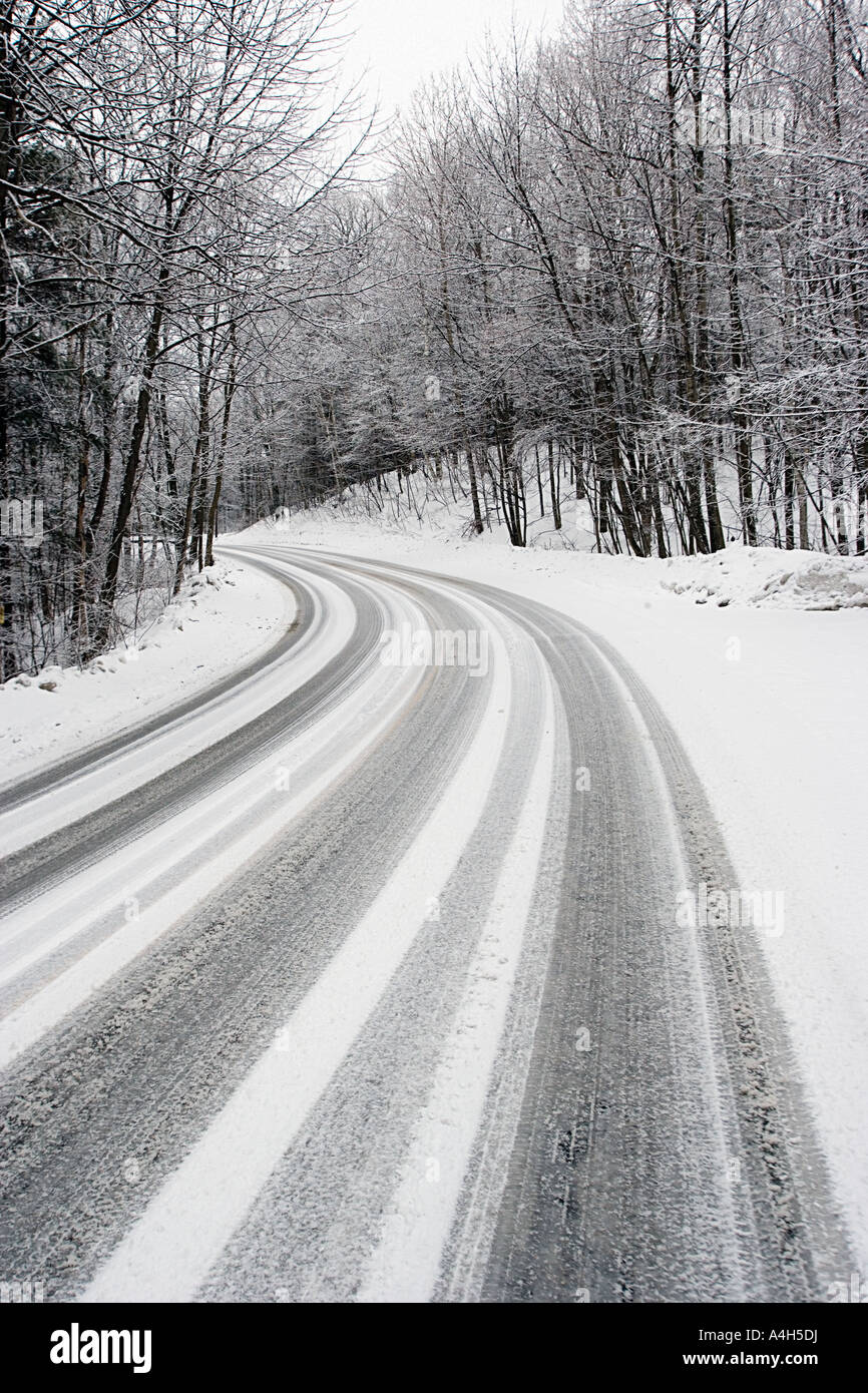 Vermont Road after Snow Storm Stock Photo - Alamy