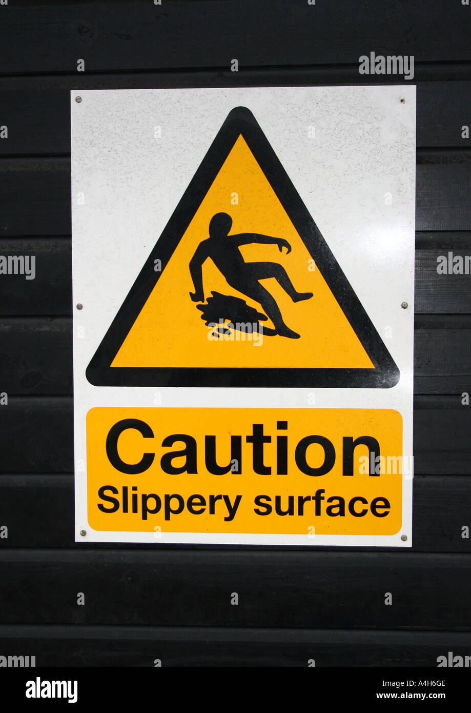 Caution Slippery surface Stock Photo - Alamy