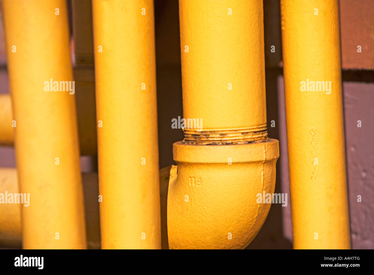 WATER PIPES, STEEL, YELLOW, ELBOWS, CONNECTIONS, DRINKING WATER, FLOW ...
