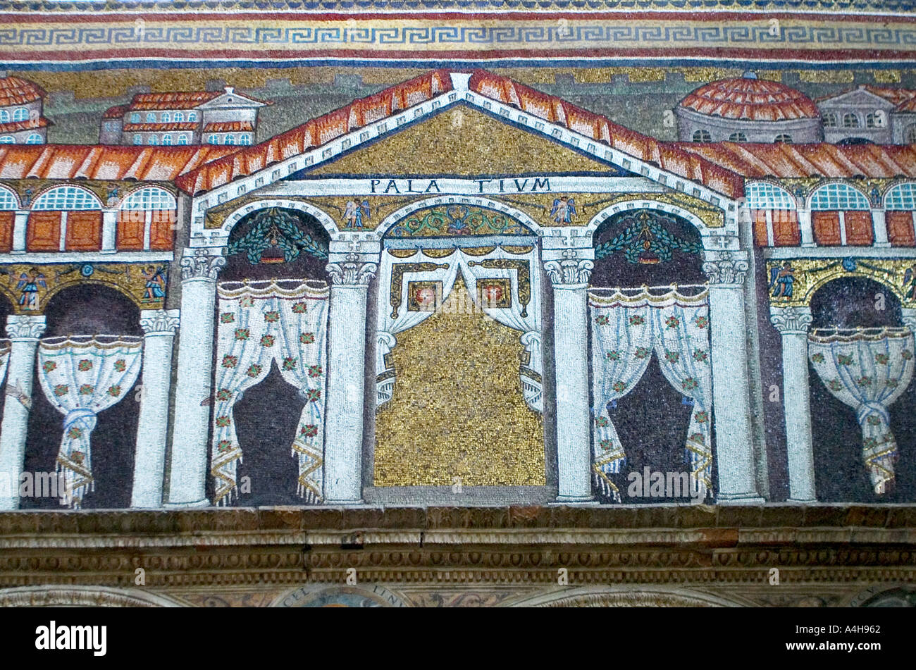 Mosaic of Justinians palace Sant Apollinare Nuovo Ravenna Italy Stock ...