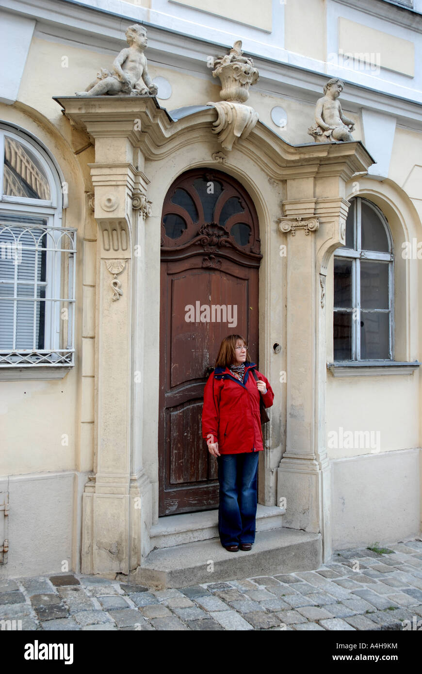 Tourist in the famous doorway used in the the film The Third Man Vienna ...
