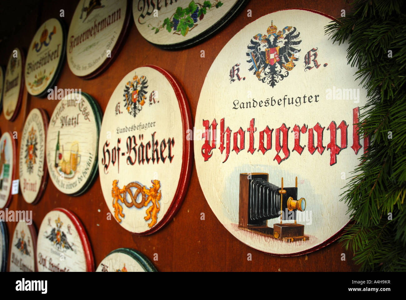 Old fashioned business signs Vienna Austria Stock Photo - Alamy