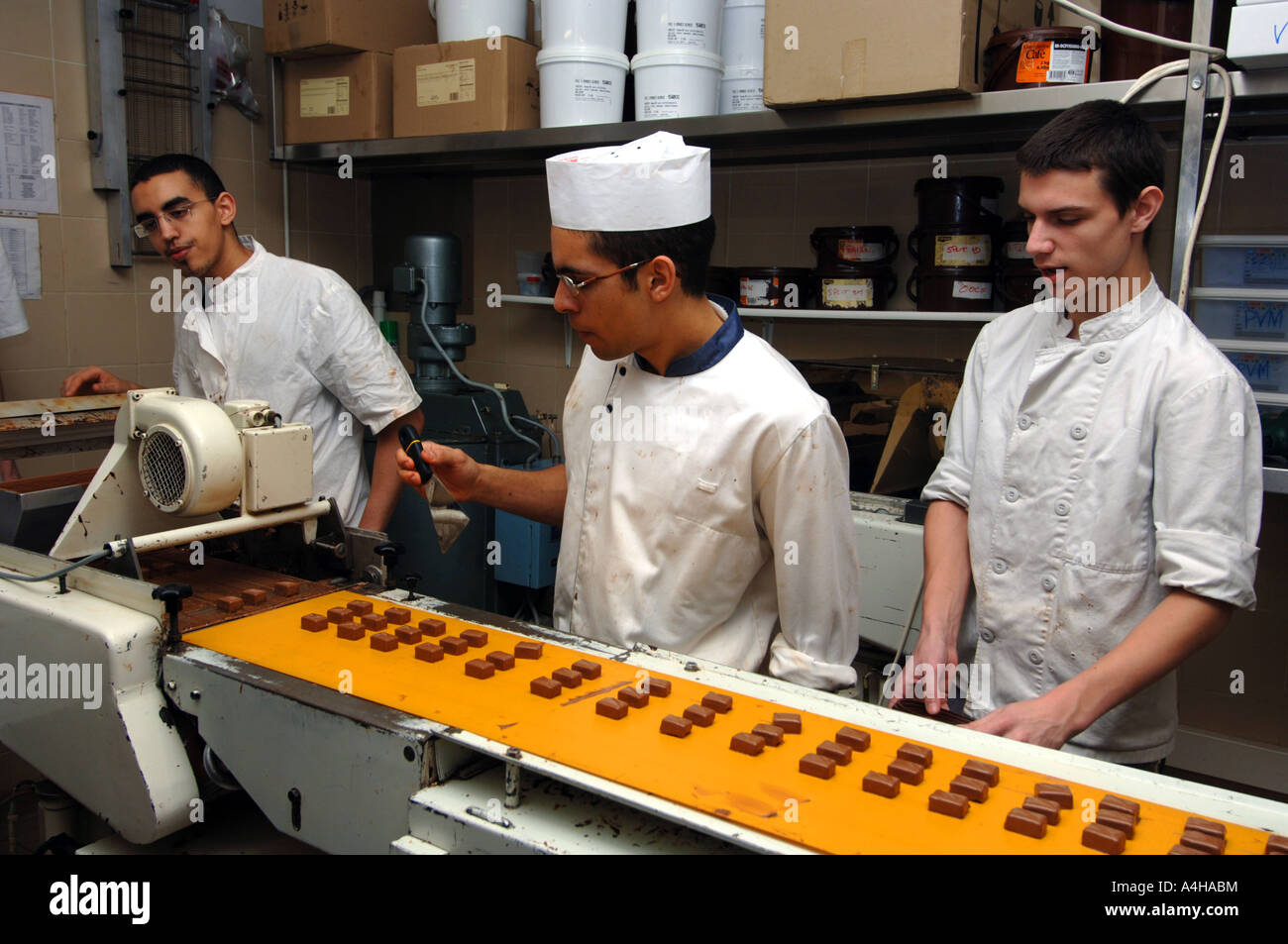 Chocolatiers making chocolate in Paris France Stock Photo - Alamy