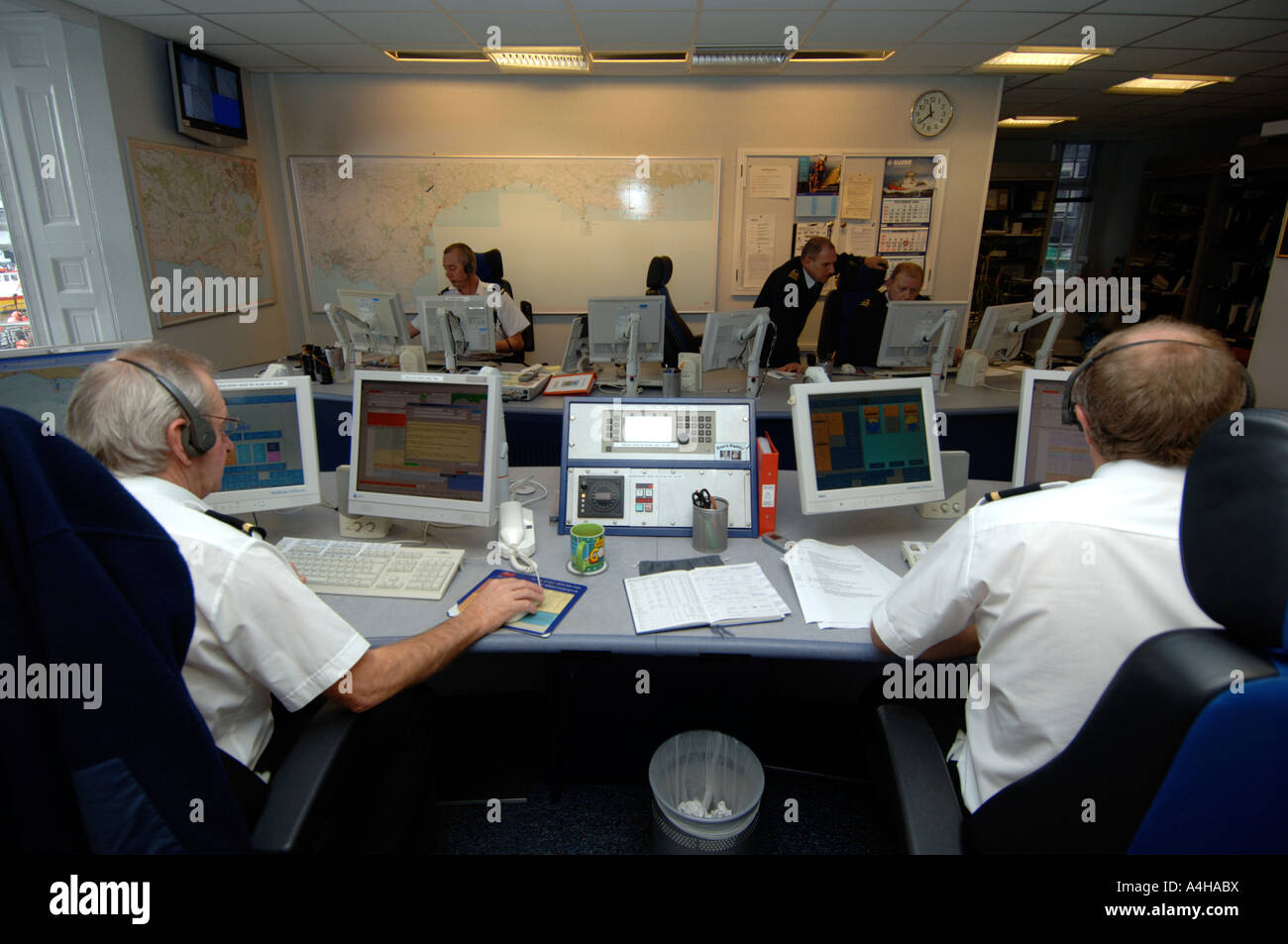Coastguard control room, Headquarters, Weymouth Dorset, Britain UK ...