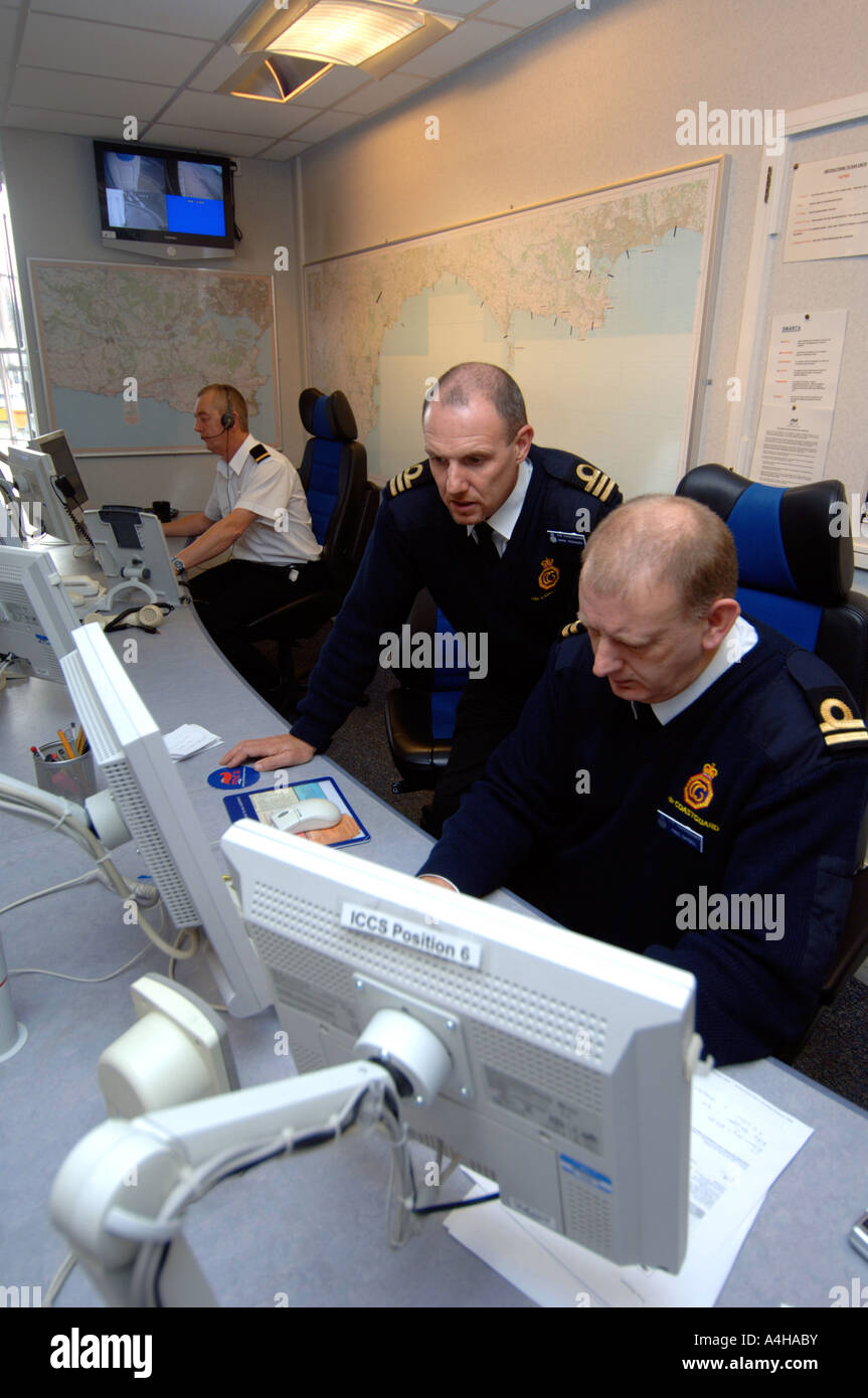 Coastguard control room, Headquarters, Weymouth Dorset, Britain UK ...