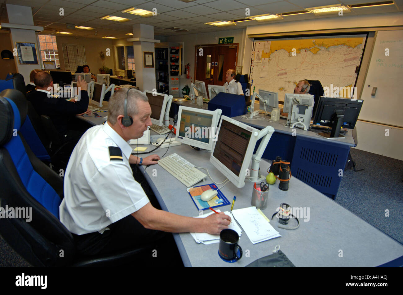 Coastguard control room, Headquarters, Weymouth Dorset, Britain UK ...