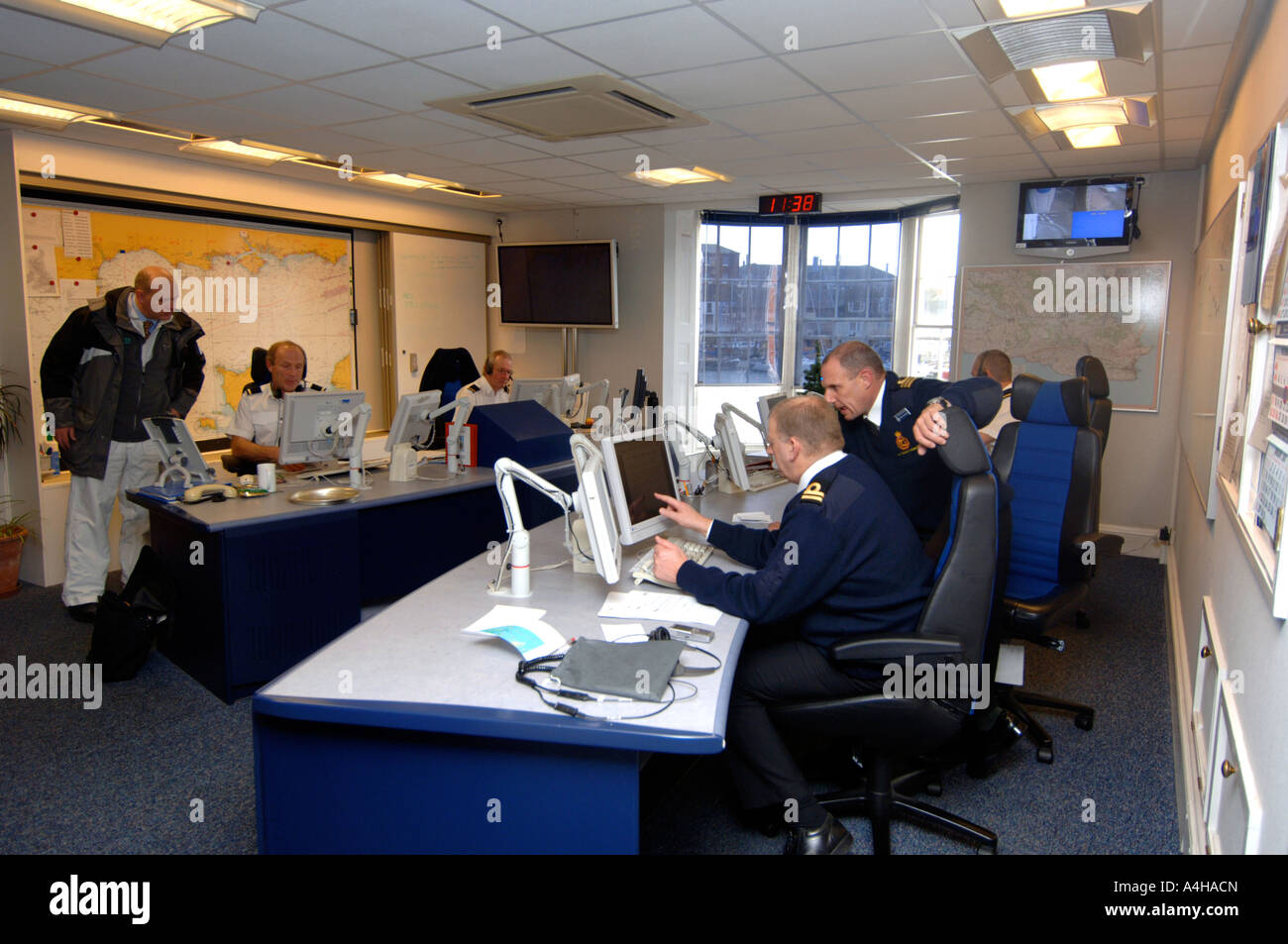 Coastguard control room, Headquarters, Weymouth Dorset, Britain UK ...