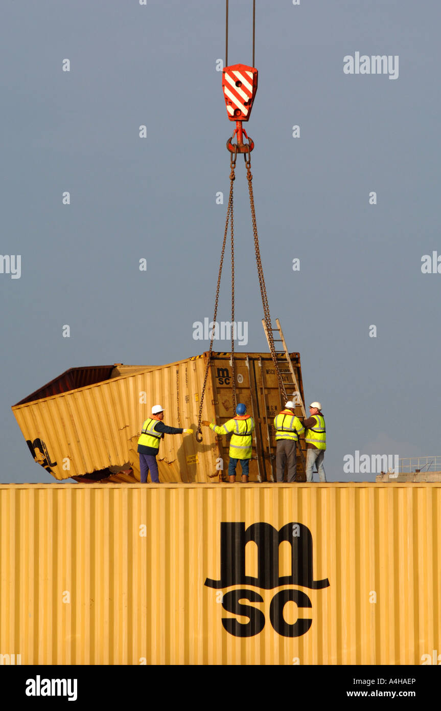 Containers unloaded at Portland Port in Dorset after the MSC Napoli ...
