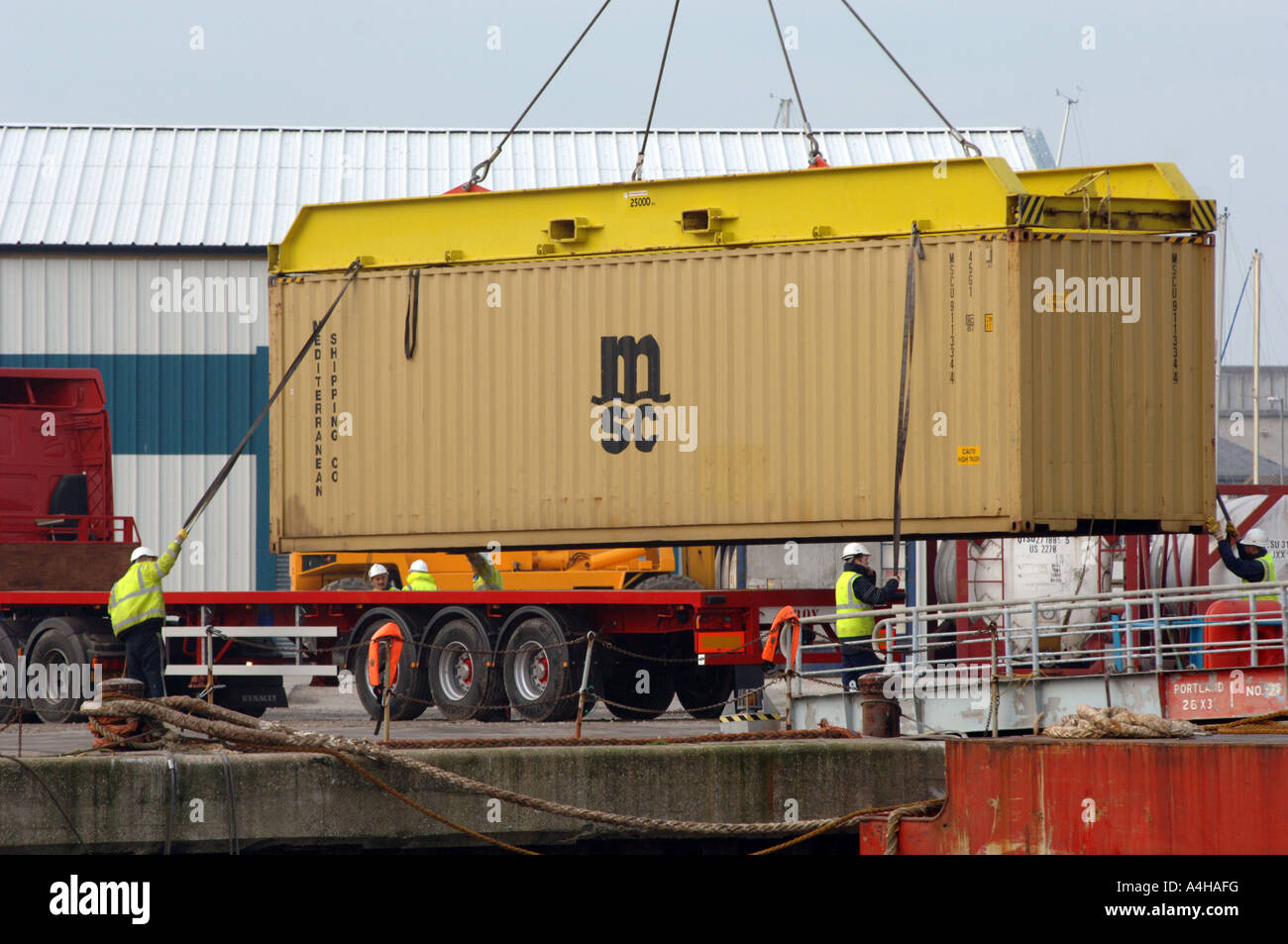 Containers unloaded at Portland Port in Dorset after the MSC Napoli ...