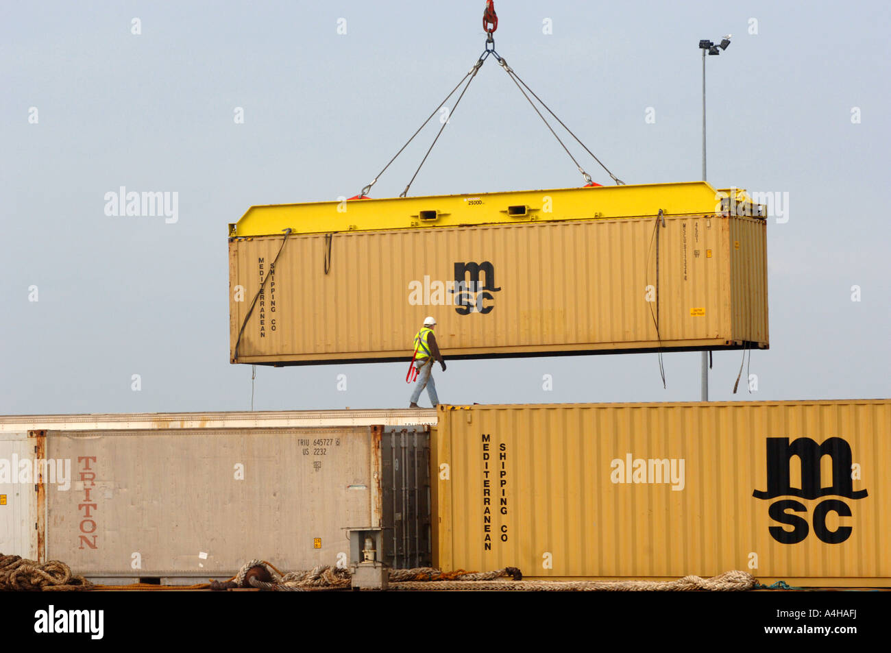 Containers unloaded at Portland Port in Dorset after the MSC Napoli ...