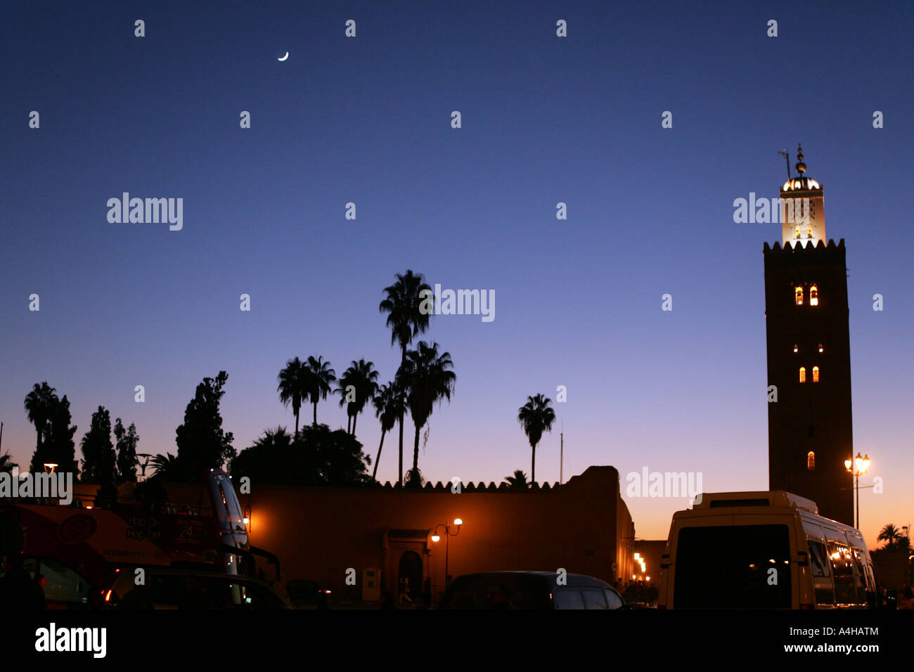 Marrakech mosque moon hi-res stock photography and images - Alamy