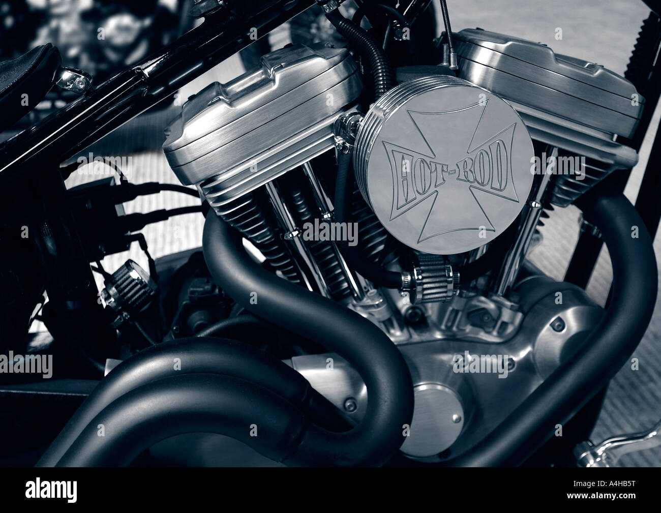 Motorcycle engine at the Welsh Motorcycle Show in Builth Wells Stock ...