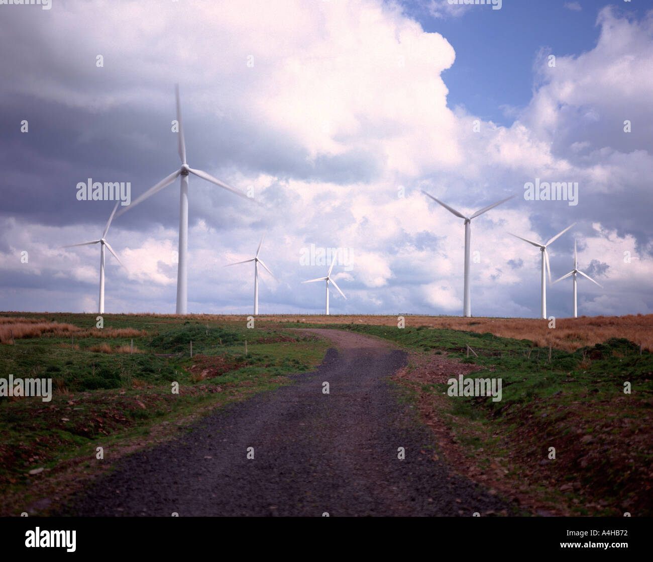 Moorland hills with wind turbines hi-res stock photography and images ...