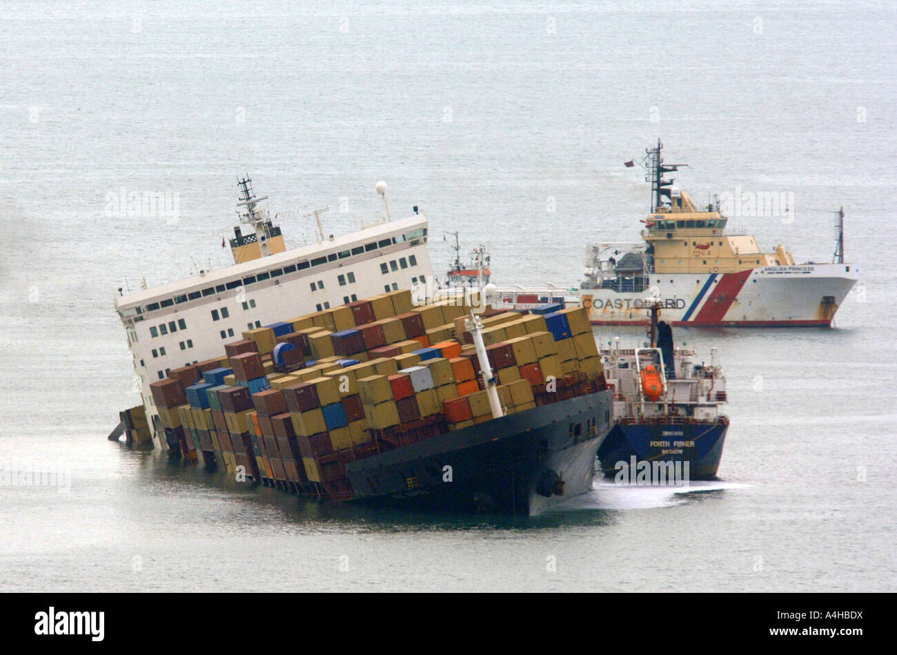 MSC Napoli container ship beached off Branscombe in Devon, Britain UK ...
