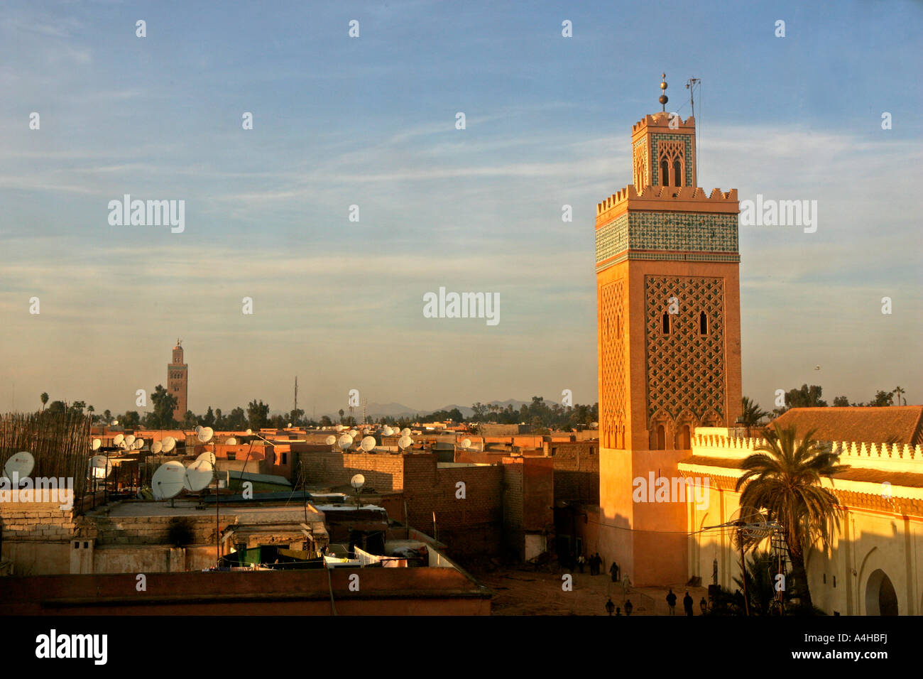 Kasbah Mosque aerial view, sunset, Marrakech, Morocco Stock Photo - Alamy