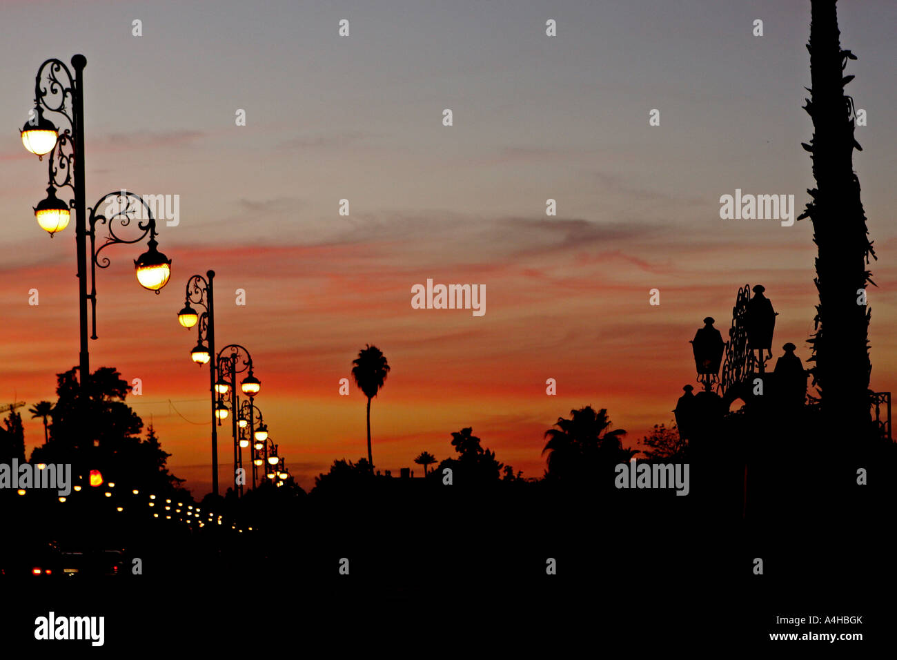 Red sky at Night in Marrakech, Morocco Stock Photo - Alamy