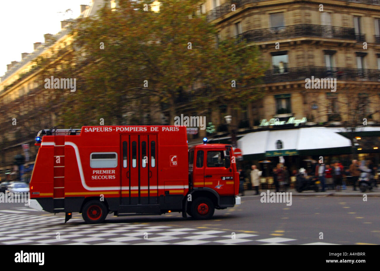 Fire engine on the streets of Paris France Stock Photo - Alamy