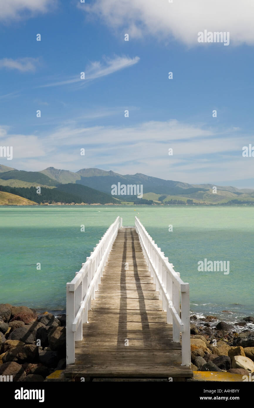 Jetty at Rapaki Bay, Banks Peninsula, New Zealand Stock Photo - Alamy