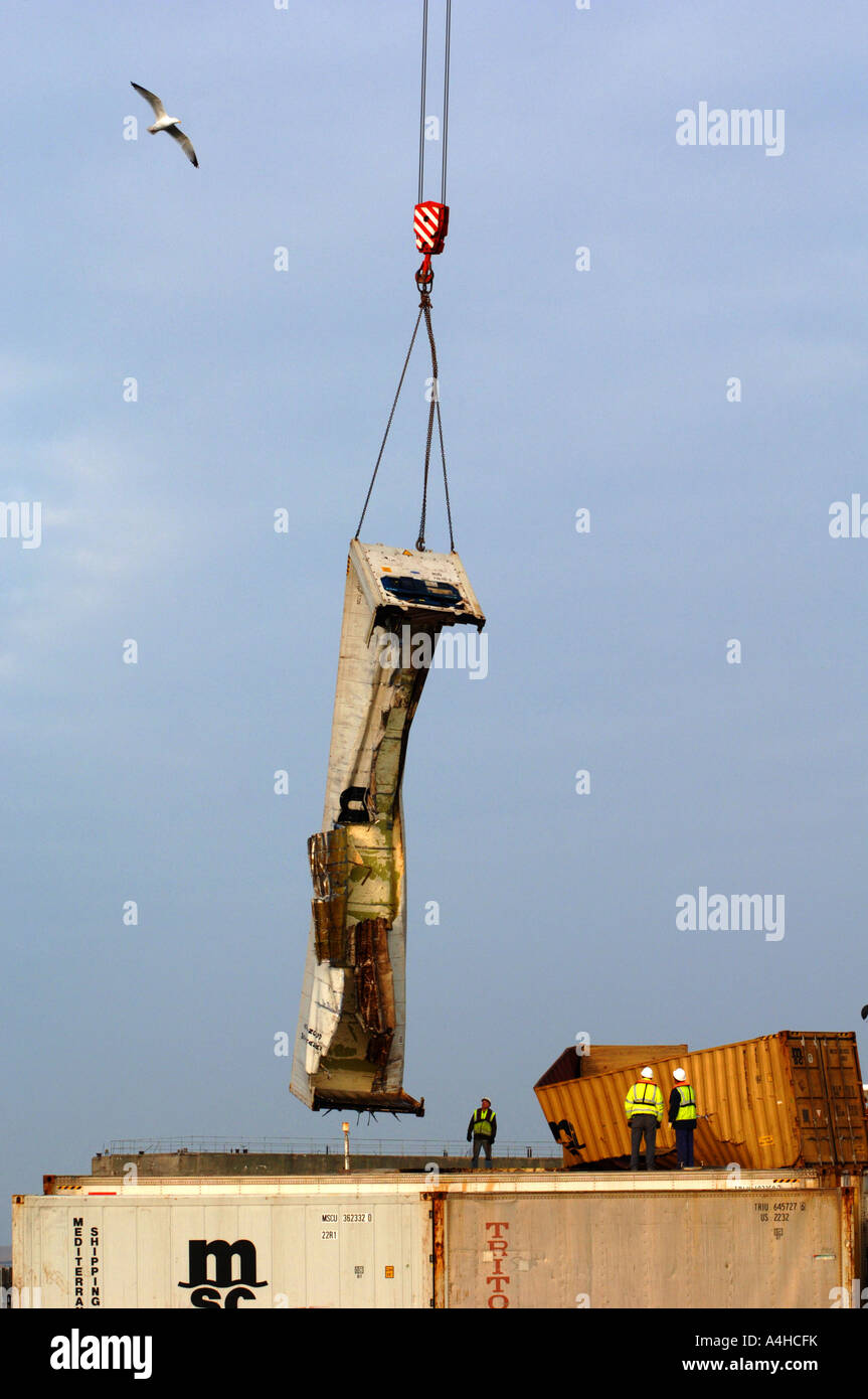 Containers unloaded at Portland Port in Dorset after the MSC Napoli ...