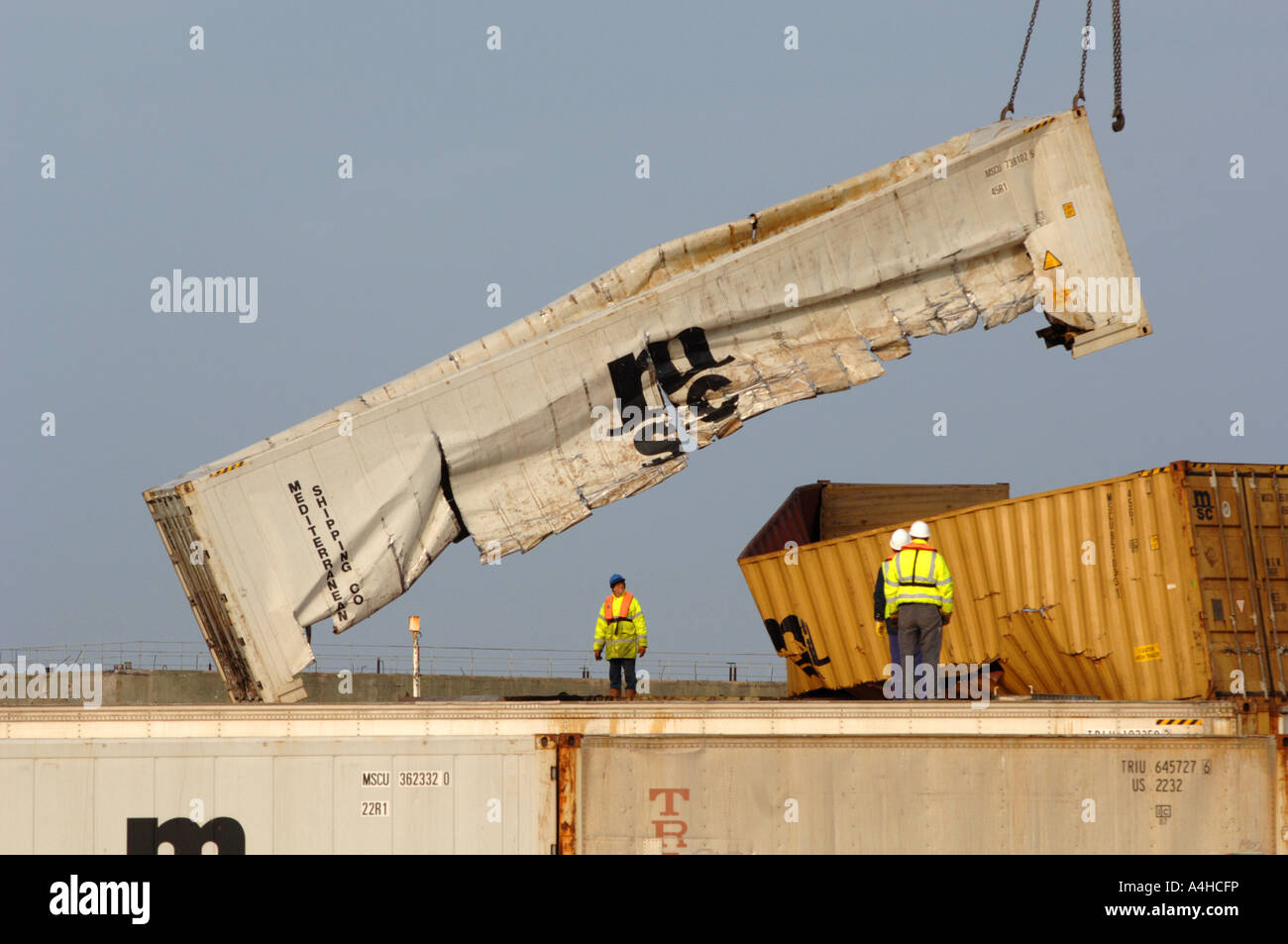 Containers unloaded at Portland Port in Dorset after the MSC Napoli ...