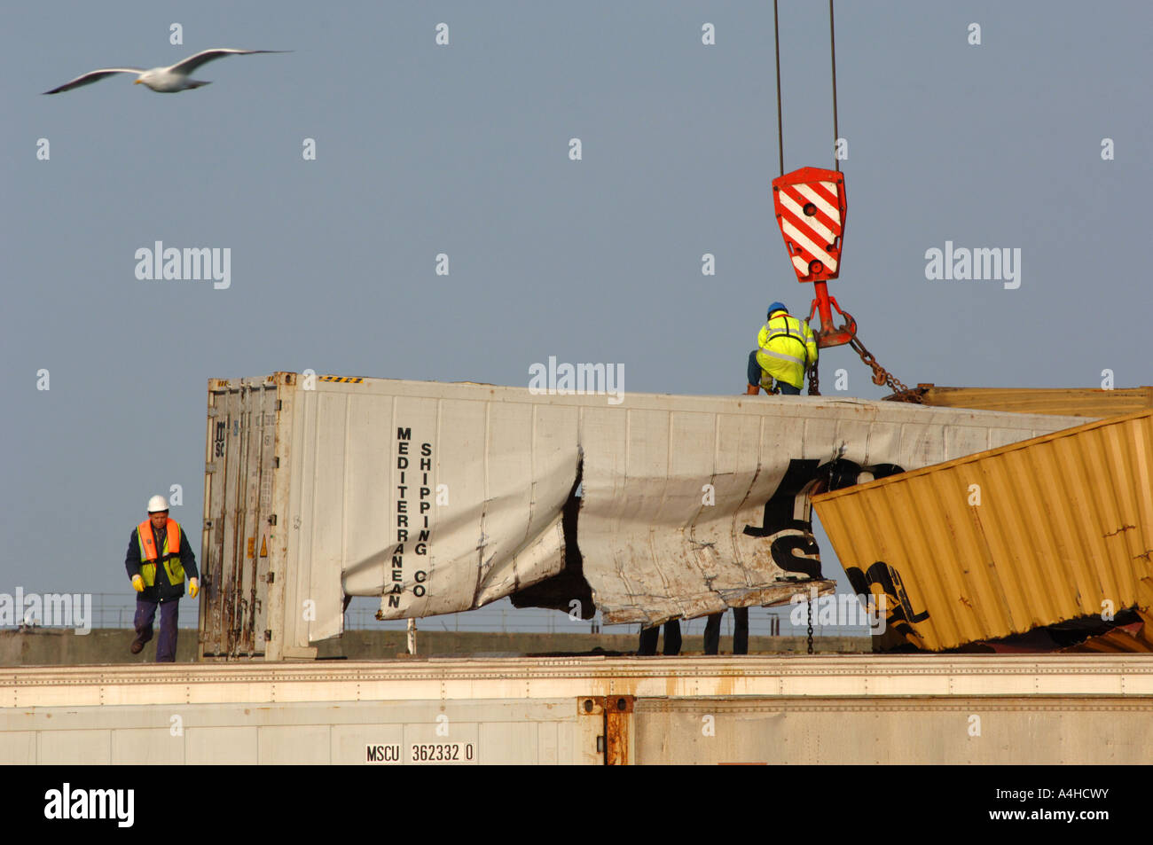 Containers unloaded at Portland Port in Dorset after the MSC Napoli ...