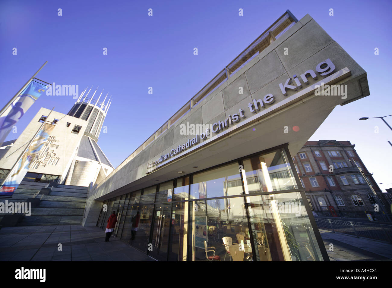 Wide angle shot of the new Piazza development with visitor centre and ...