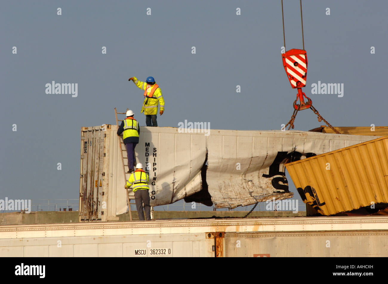Containers unloaded at Portland Port in Dorset after the MSC Napoli ...