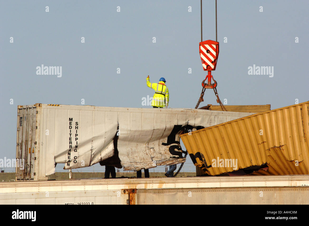 Containers unloaded at Portland Port in Dorset after the MSC Napoli ...