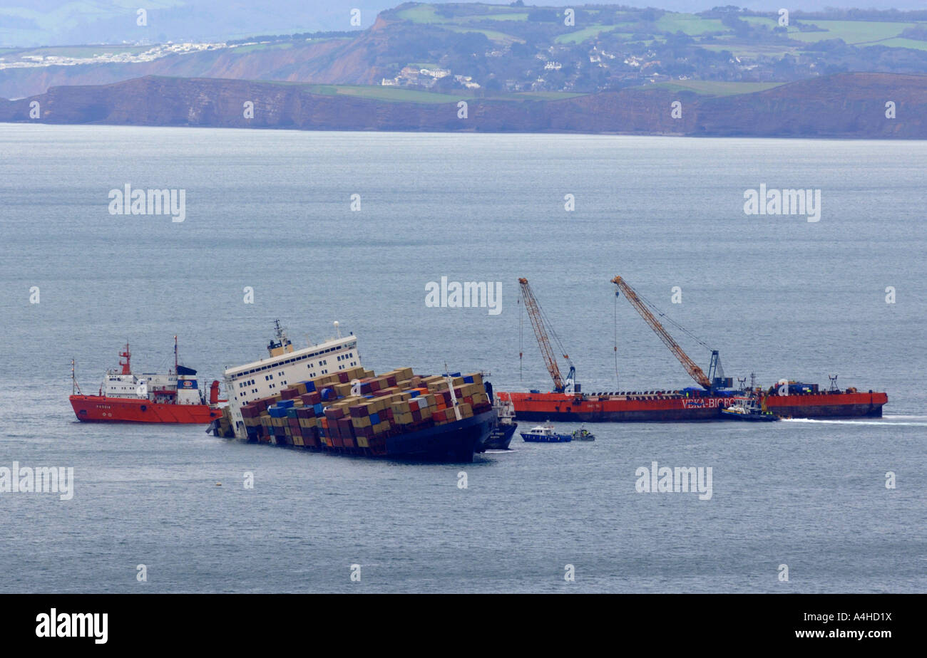 MSC Napoli container ship beached off Branscombe in Devon, Britain UK ...