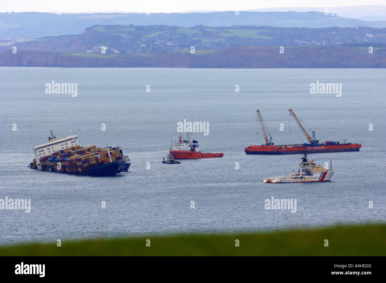 MSC Napoli container ship beached off Branscombe in Devon, Britain UK ...