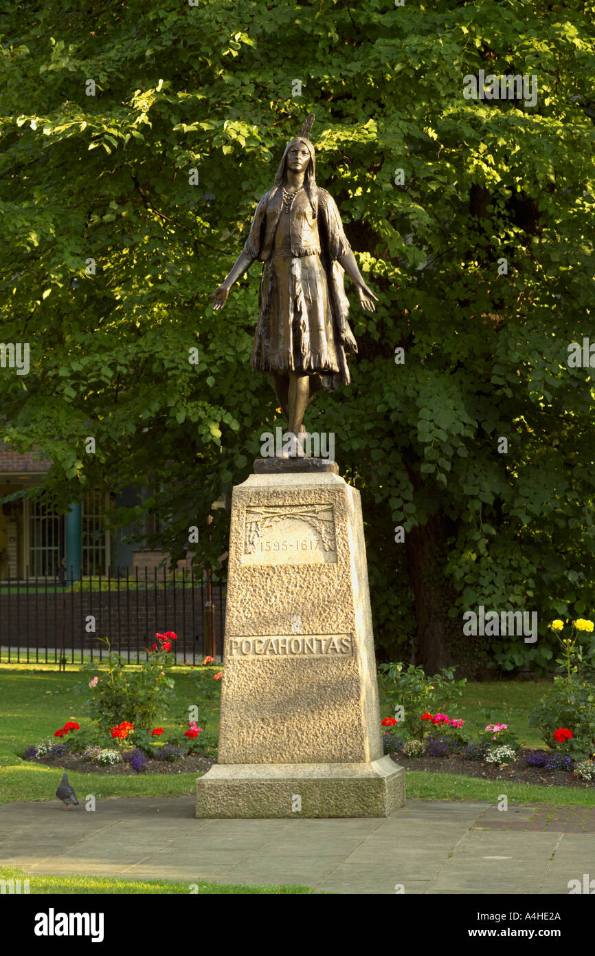 Statue of princess Pocahontas the Indian princess buried in the church ...