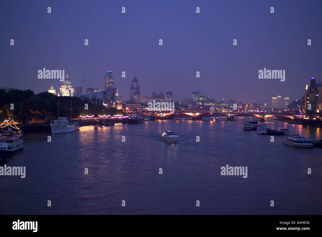 City of London skyline at night from Waterloo Bridge Stock Photo - Alamy