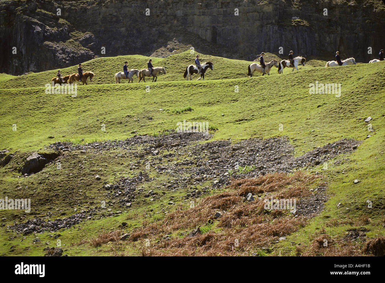 Pony trekking near Crickhowell South Wales UK Stock Photo - Alamy