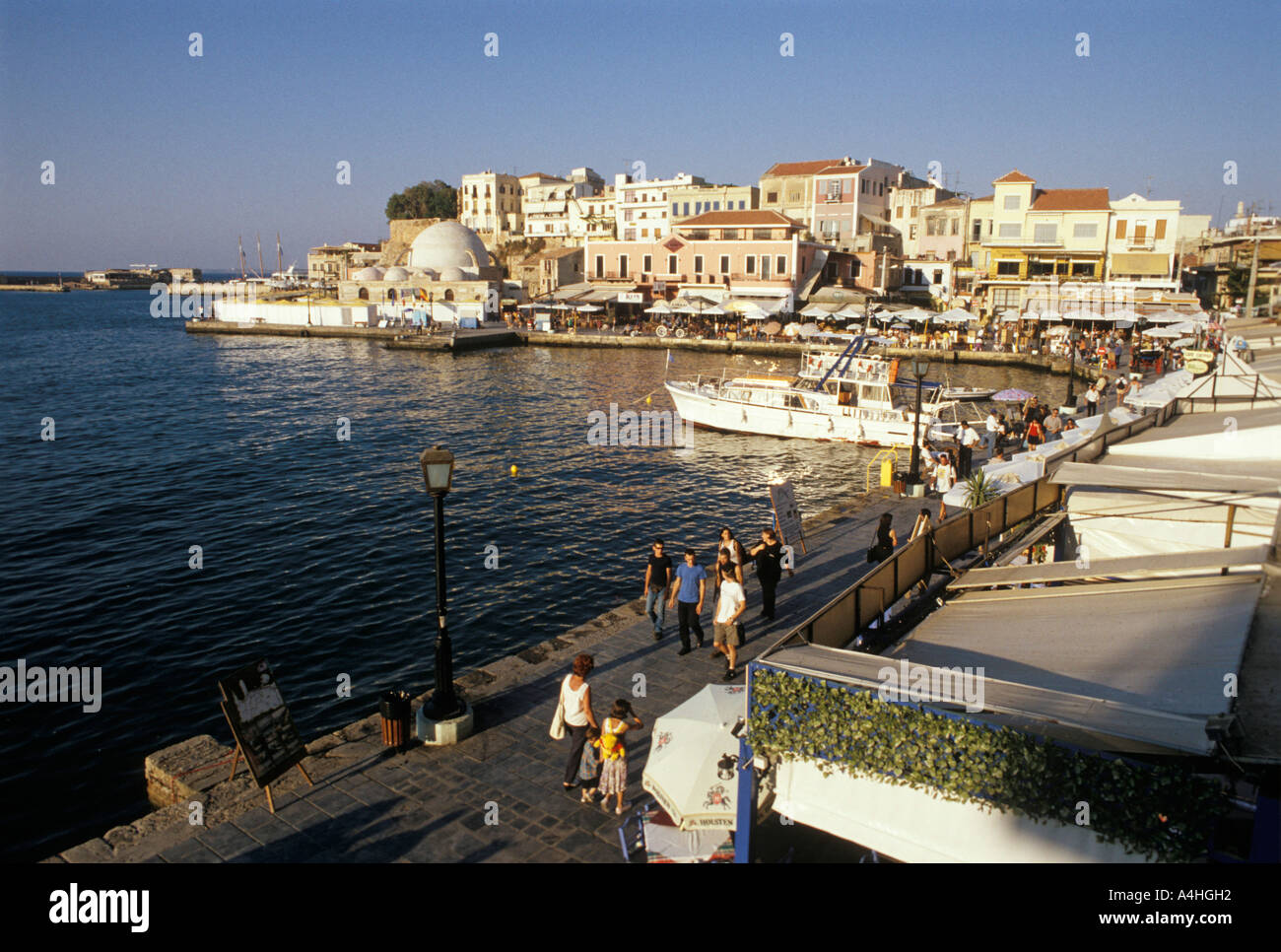 Chania Hania Crete Greece Venice harbor with the former mosque of the ...